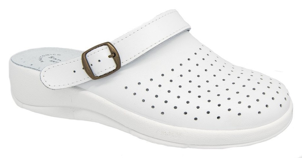 LADIES,WOMEN'S WORK,DENTIST, NHS WHITE COMFORT LEATHER,CLOGS NURSES ...