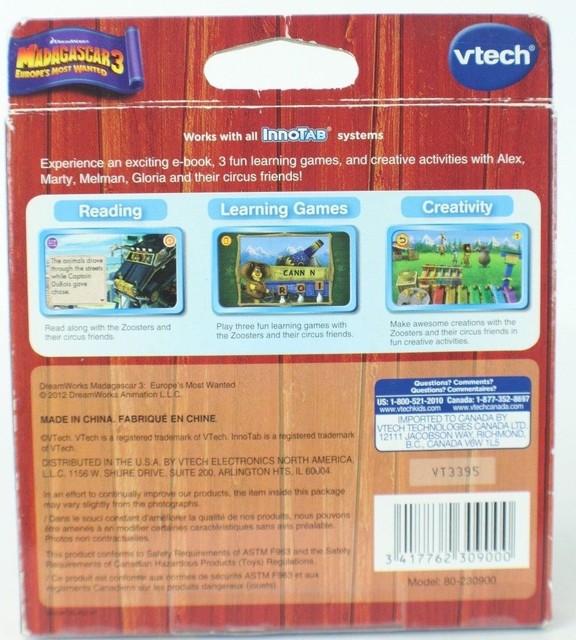 Vtech InnoTab Educational Game Madagascar 3 NEW | eBay