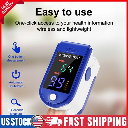 Finger Tip Pulse Oximeter Meter SpO2 Oxygen Saturation rate Heart Blood ...