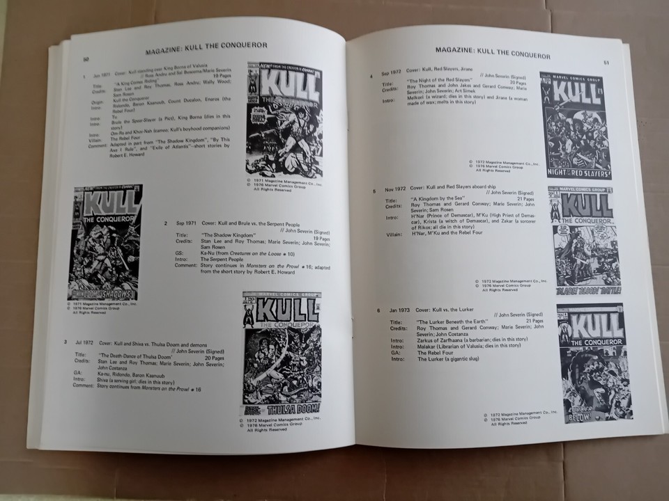 Conan And The Barbarians : Marvel Comics Index Vol 1. #2. Kull,Kazar ...