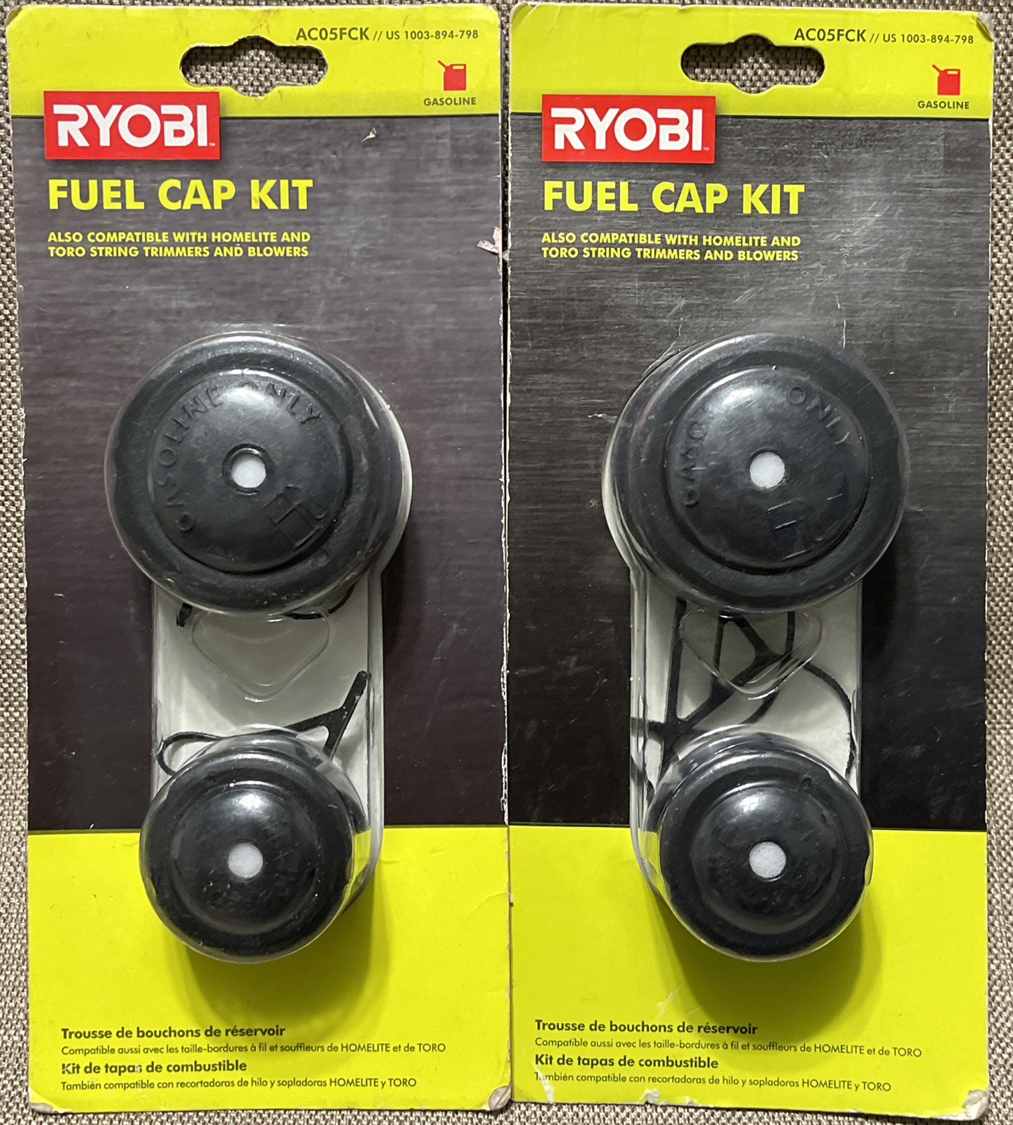 2 RYOBI Fuel Cap Kit AC05FCK Also Compatible W/ Homelite & Toro String ...
