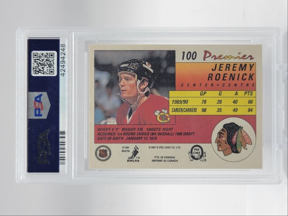 JEREMY ROENICK 1990-91 O-PEE-CHEE PREMIER ROOKIE RC PSA 10 Q0M-156 | eBay