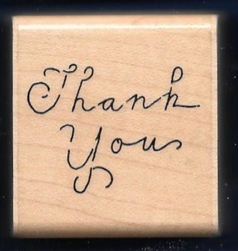 THANK YOU Script occasion card words JRL DESIGN DOTS wood mount RUBBER ...