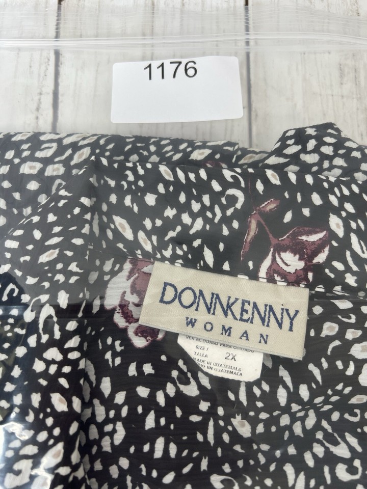 DonnKenny Shirt 2X Button Up Plus Blouse Abstract Print Short Sleeve ...