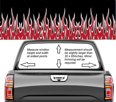 Red Flames Fire Rear Window Graphic Decal Tint Truck Suv Rear 20" x 65 ...