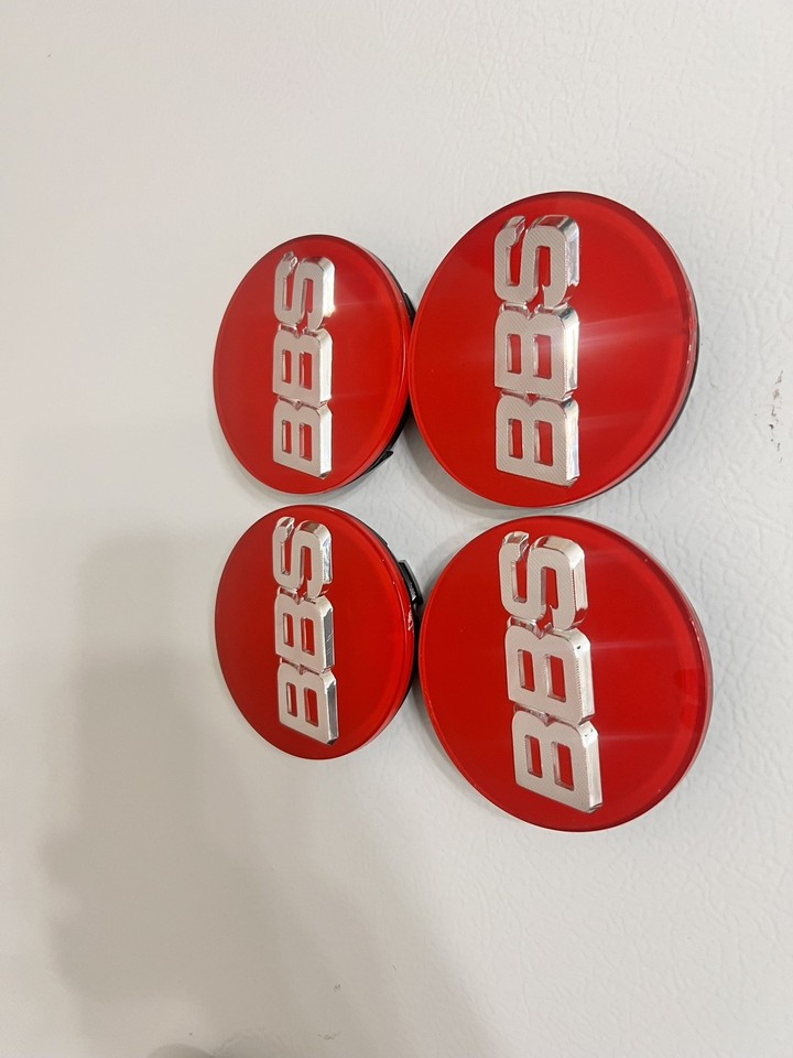 BBS Wheel Center Caps 70mm Genuine Emblem Red Gold 3D Logo P5624126 Set ...