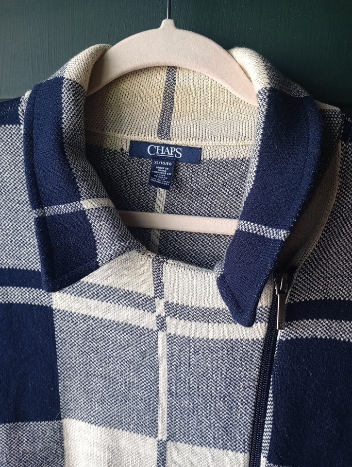 Chaps Navy Blue Plaid Vest Women’s Size 1X Sleeveless Side Zip Up | eBay