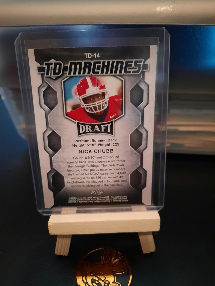 2018 Leaf Draft #TD-14 Nick Chubb (TD Machines/ Rookie) Georgia/ Browns ...