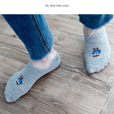 Men's and Women's Mr. bear Fake Socks Lot 5 pair made in KOREA | eBay