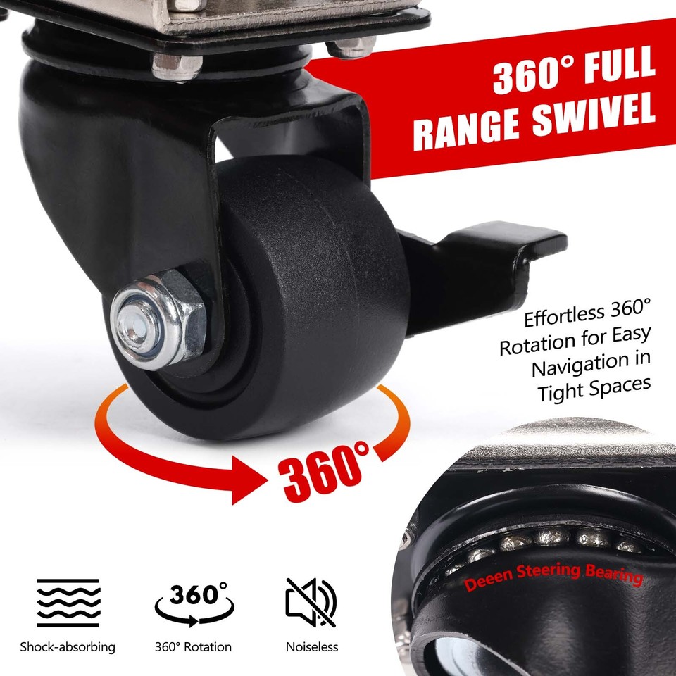 Caster Wheel Kit with Brake Fits for Milwaukee Packout Heavy Rolling ...