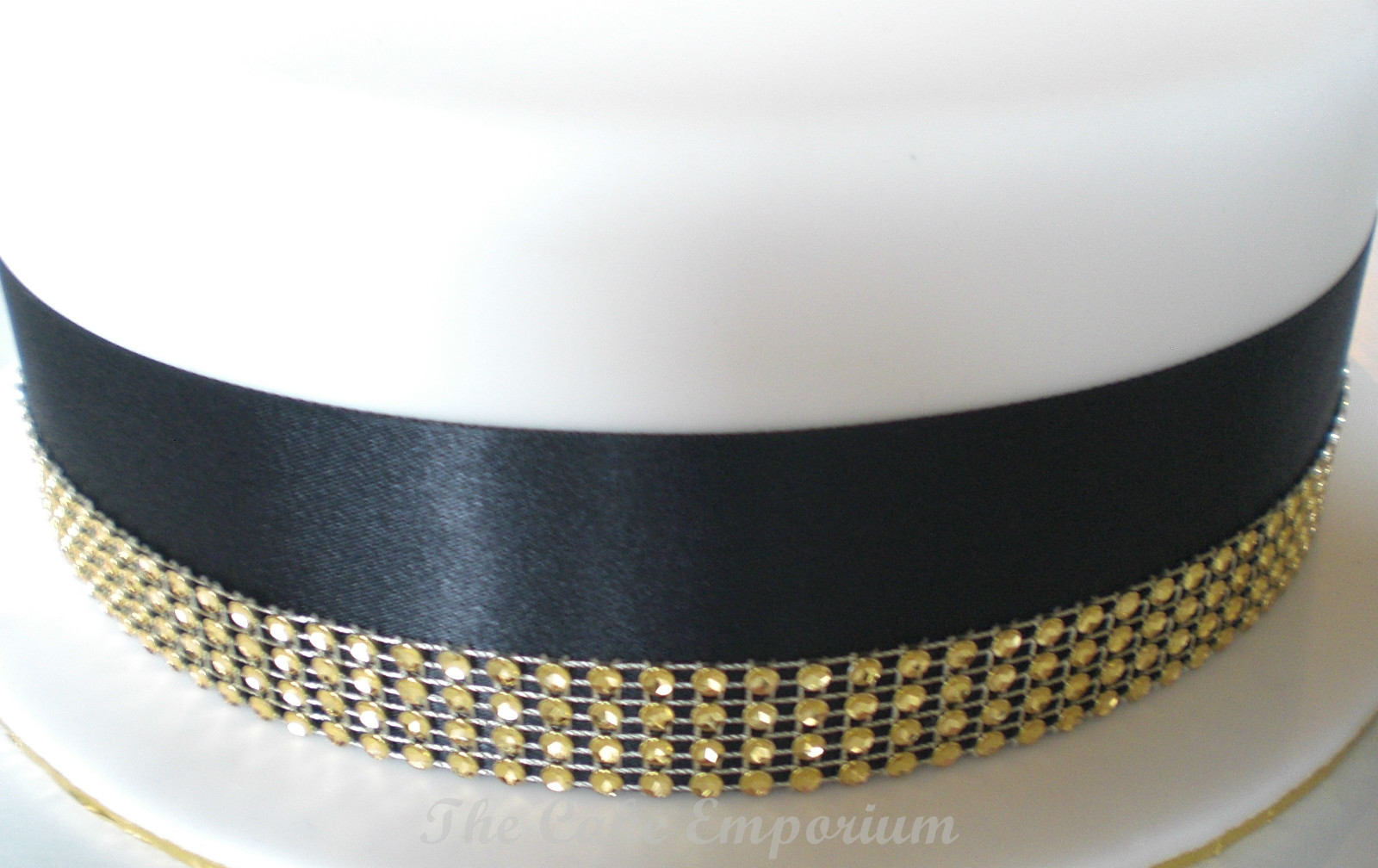 DIAMANTE EFFECT GOLD TRIM & 50MM RIBBON CAKE DECORATION TOPPER | eBay UK