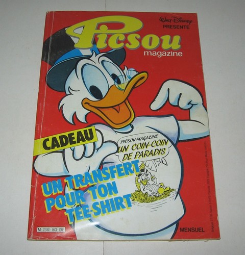 PICSOU N° 163 AVEC SON CADEAU TRANSFERT TEE-SHIRT TBE AOUT 1985 DONALD ...