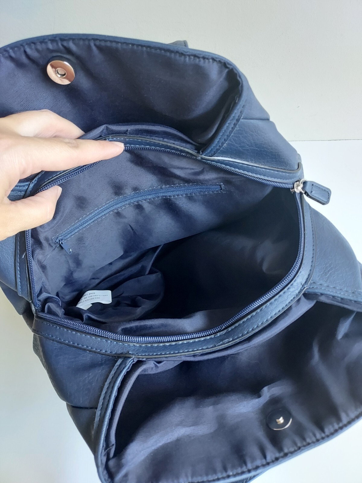 Rosetti Navy Blue Leather Handbag Double Handle Many Compartments MINT ...