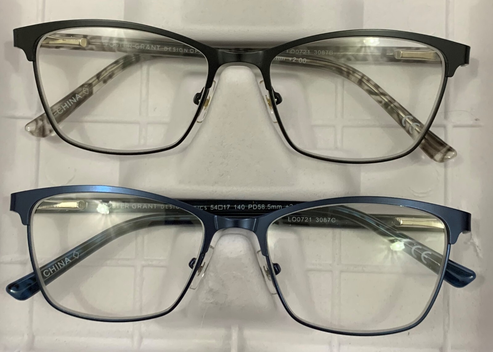 2-Pack Design Optics Foster Grant Fashion Square Cat Eye Reading ...