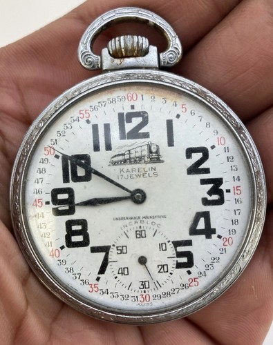 Vintage KARELIN Railroad Pocket Watch~RR~Train~Swiss~MADE 17 Jewels 👀 ...