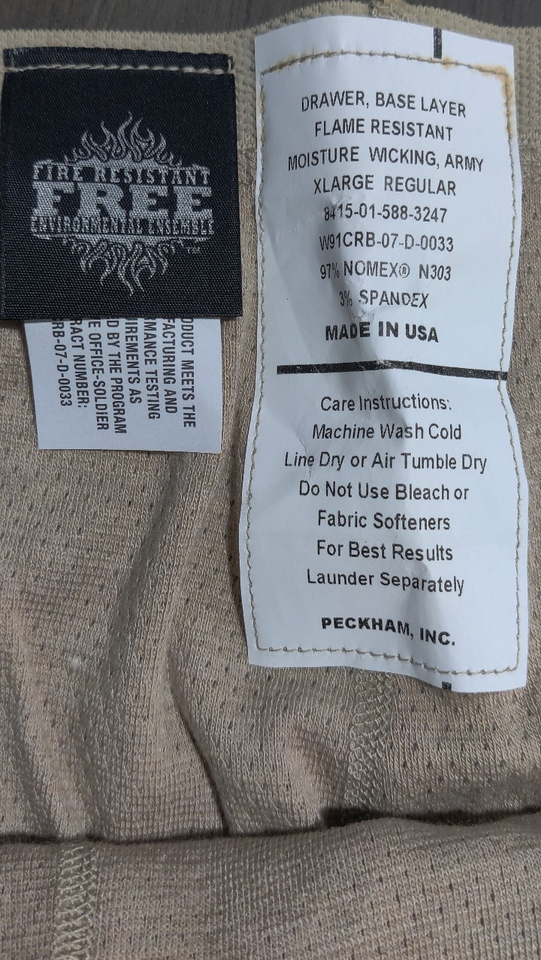 US Military Polartec Flame Resistant FR Thermal Fleece Under Pants - XL ...