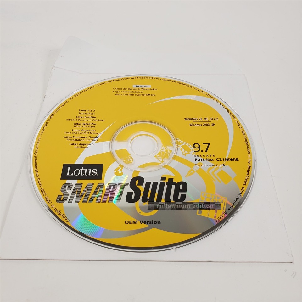 Lotus SmartSuite 9.7 Release | English | For Microsoft Windows XP | CD ...