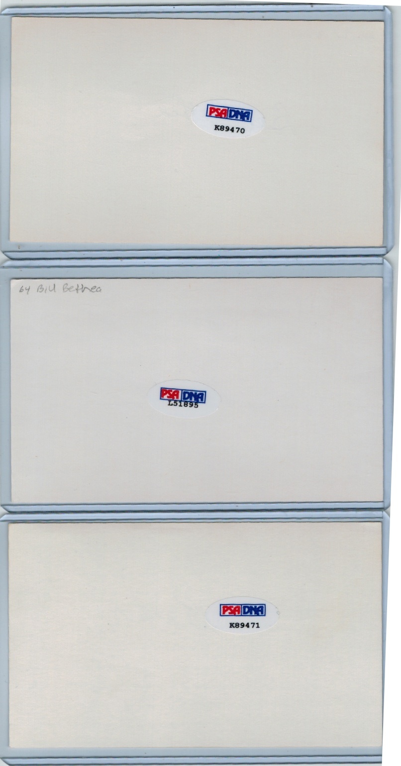 (3) BILL BETHEA INDEX CARD SIGNED 1964 MINNESOTA TWINS PSA/DNA ...