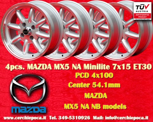 4 Cerchi Mazda MX5 NA 1.6/NB Minilite 7x15 4x100 ET30 Wheel Felgen ...