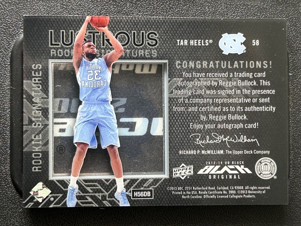 2013-14 Upper Deck Black Lustrous Signatures /199 Reggie Bullock #58 ...