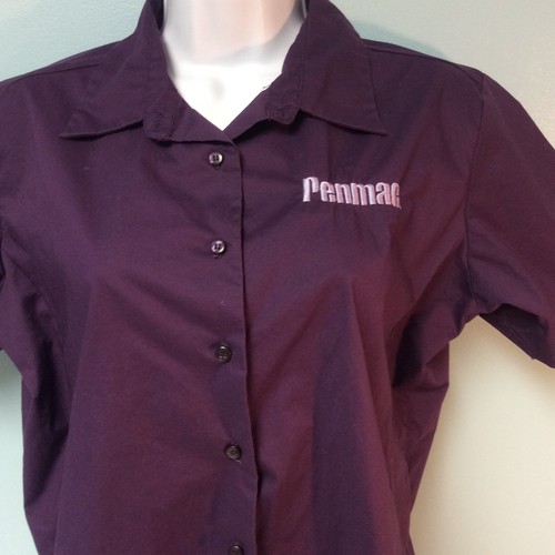 Penmac Logo Women's Top Blouse Size M Embroidered Purple Button Up ...