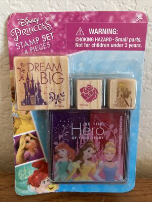 *NEW* DISNEY PRINCESS STAMP SET IN PACKAGE 3 STAMPS & PAD Castle Rose ...