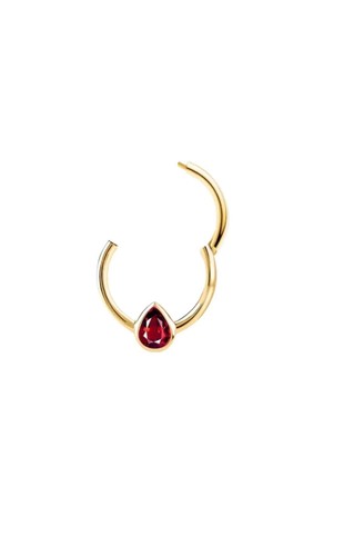 Pear Shape Hinged Nose Ring Septum Clicker Daith Conch Rook Hoop Ruby ...