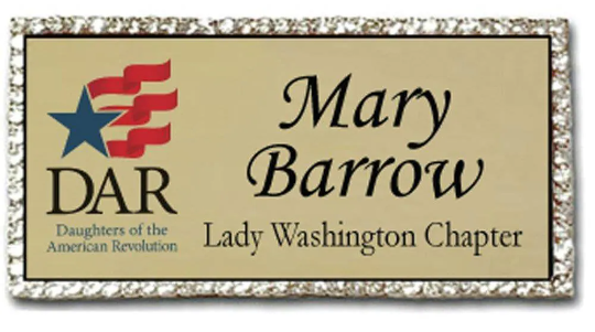 DAR WHITE GOLD OR SILVER BLING CRYSTAL PERSONALIZED NAME BADGE W/ PIN ...