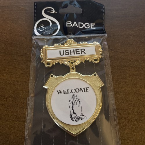 USHER BADGE WITH PRAYING HANDS MAGNETIC BACK | eBay