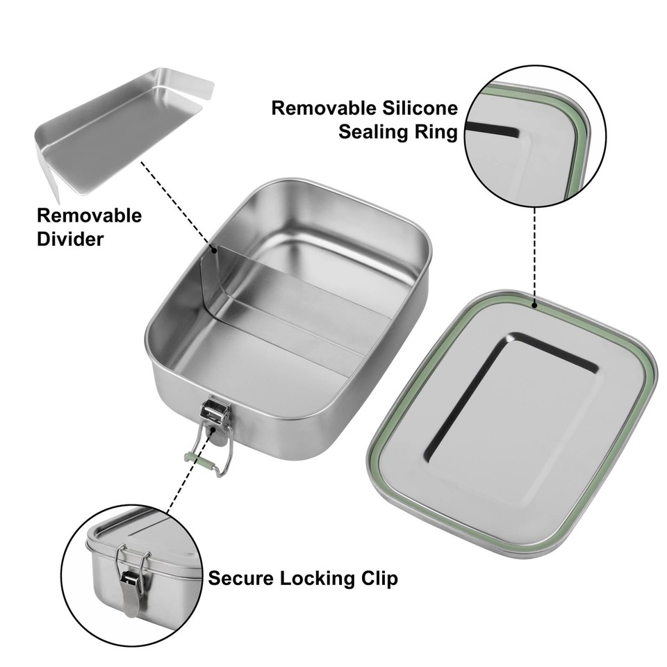 Bento Lunch Box 1100ml w Divider 2 Compartments Eco Recyclable Food ...