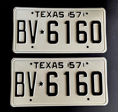 1957 TEXAS VINTAGE LICENSE Passenger PLATE SET-PAIR. BV*6160 | eBay