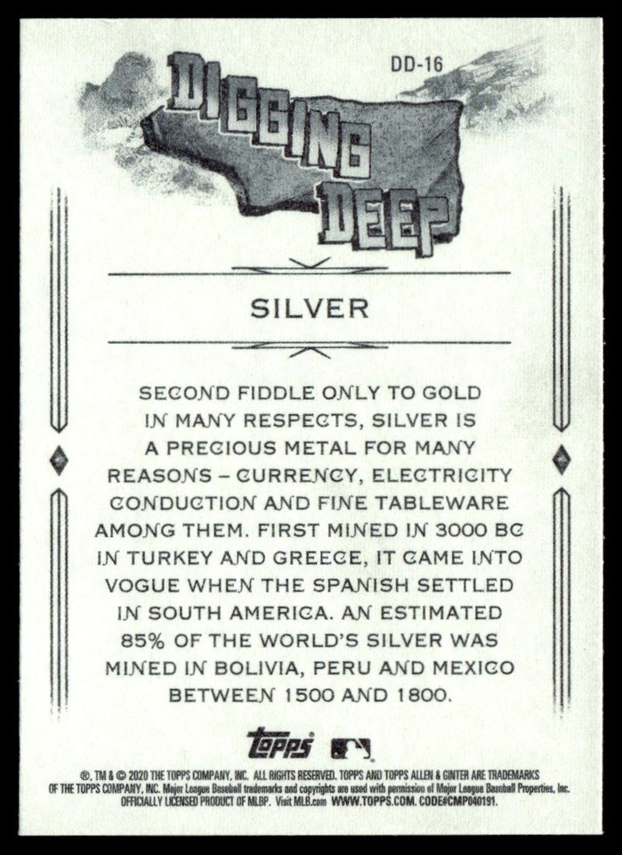 2020 Topps Allen & Ginter Digging Deep Silver #DD-16 | eBay UK