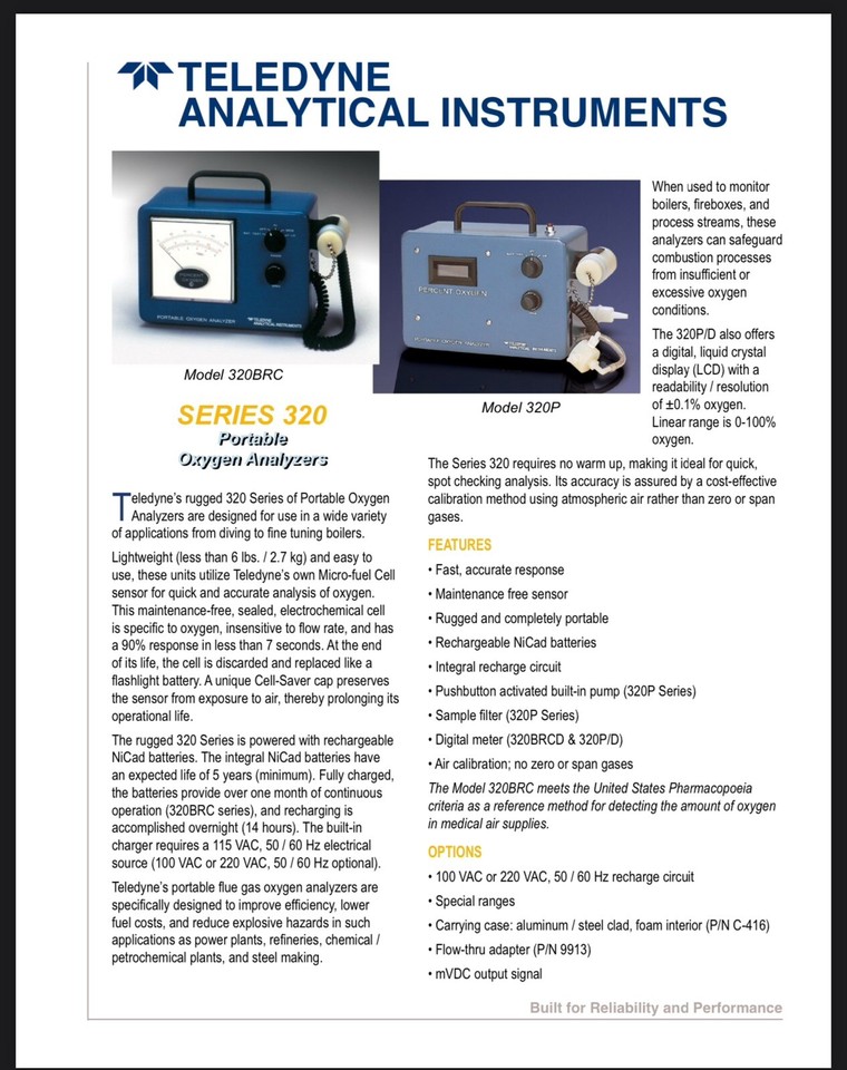 Teledyne Analytical Instruments Portable Oxygen Analyzer From 1998 CIPS ...