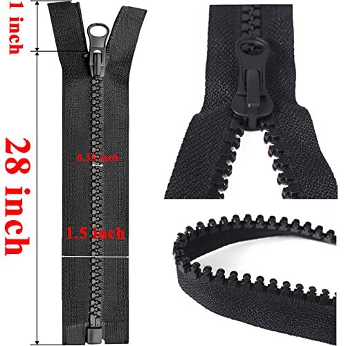 2 PCS #10 28 Inch Zippers for Sewing Supplies Jacket-Bulk Zipper ...