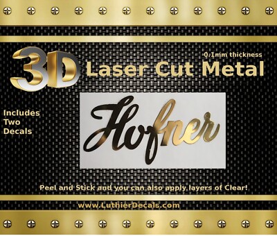 Hofner Guitar Decal 3D Metal Chrome headstock Restoration decal Sticker ...