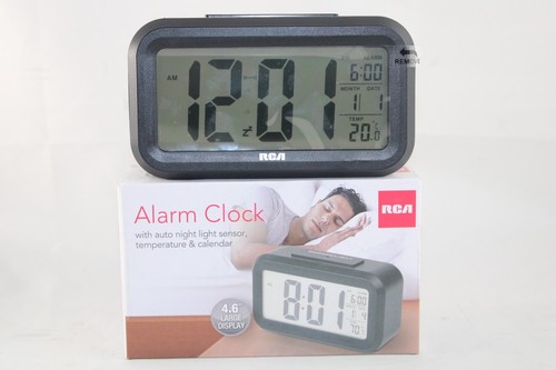RCA Digital Alarm Clock 4.6" Large Display w. Light Sensor Temperature ...