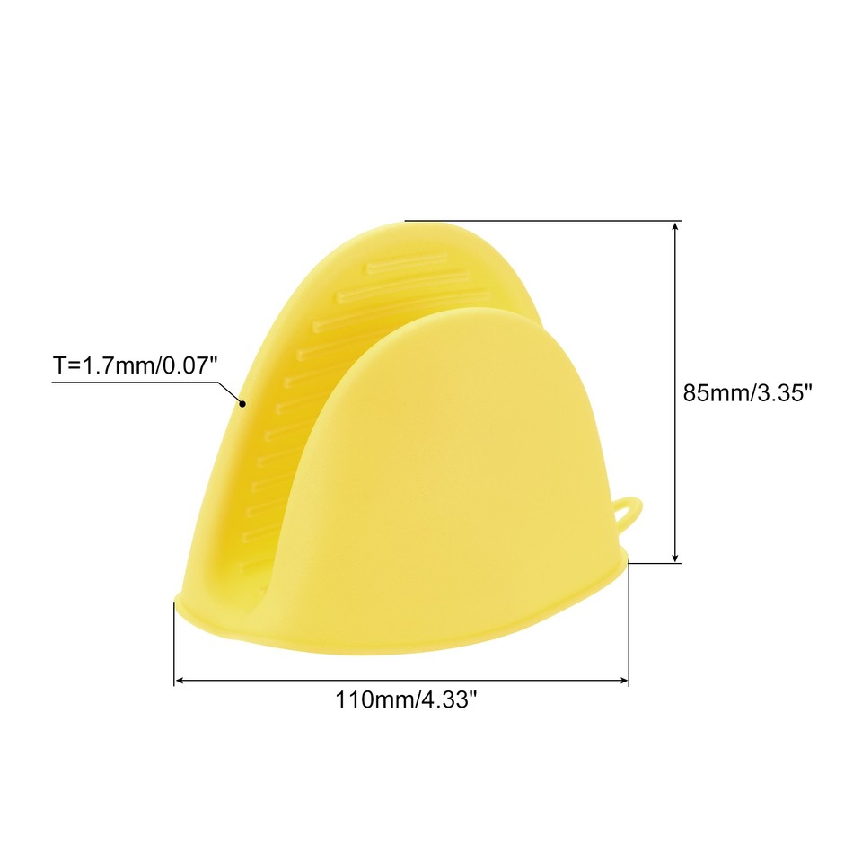 3Pcs Yellow Mini Oven Mitts TPE Heat Resistant Kitchen Pot Pinch Holder ...