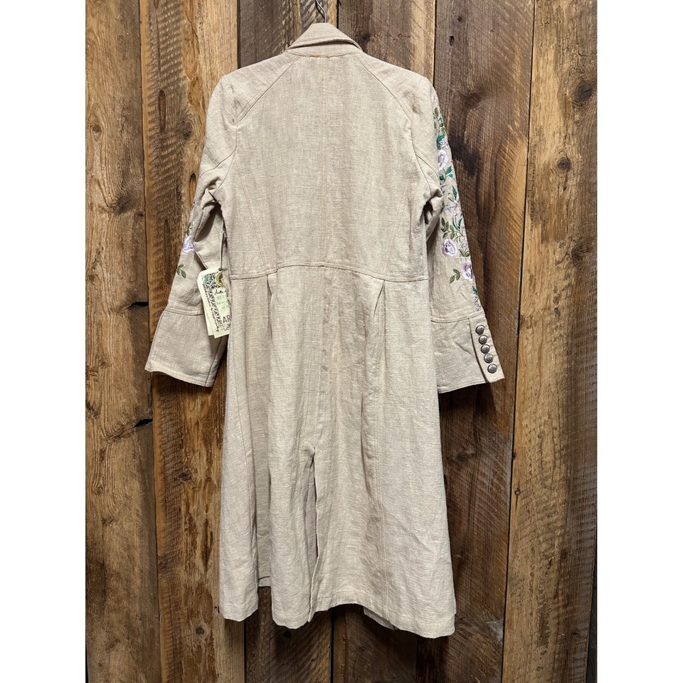 Aratta NWT M Embroidered Linen Duster Coat Boho Western Cottagecore ...