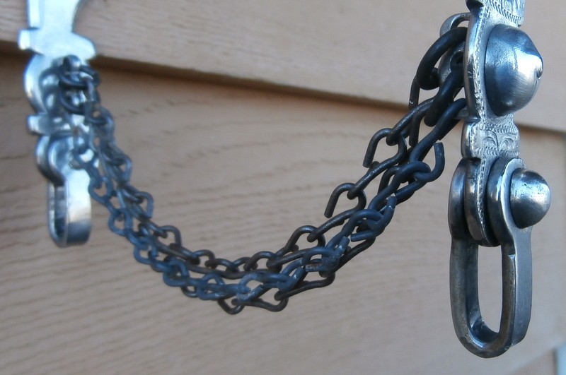 Vintage Engraved Sterling Silver Overlay Horse Show Bit w/ 3 Lip Chains ...
