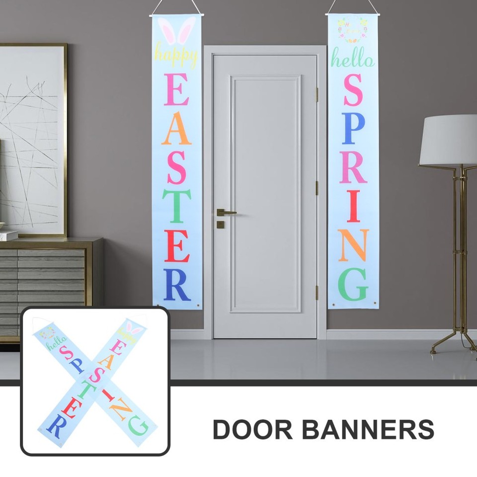 2pcs Easter Decorations Porch Signs Porch Decorations Door Banner for ...