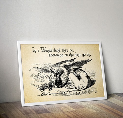 ALICE IN WONDERLAND Print Poster Gryphon Dreaming Party Gift Wall Art ...