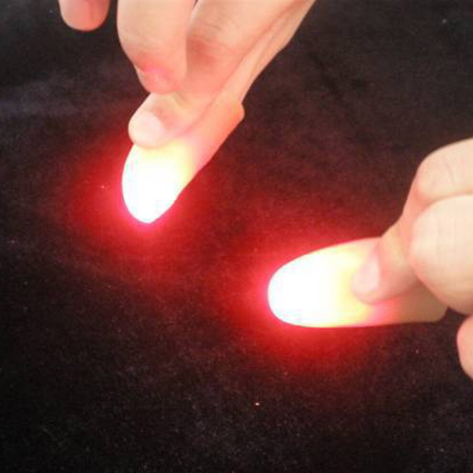 2pcs Magic Trick Thumb Tip Light up Finger Glow Tricks Magicians Prop ...