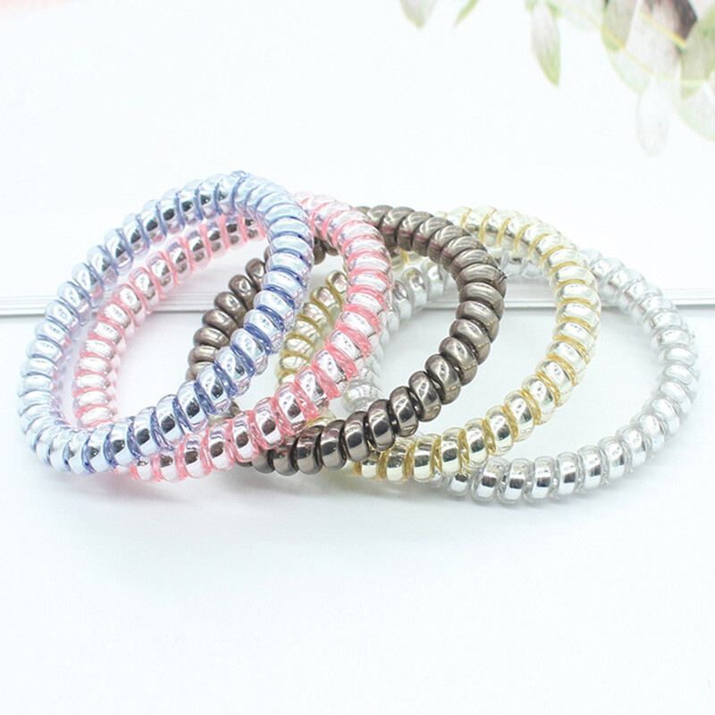 1Pcs Telephone Wire Elastic Rubber Band Traceless Girls Ponytail Hair ...