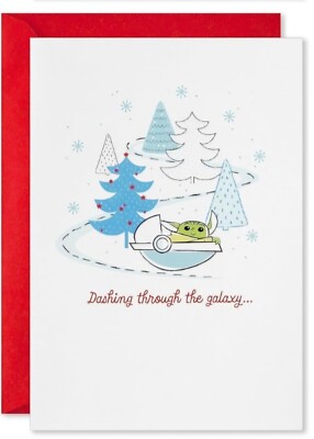 1x Star Wars Holiday Christmas Card + Envelope Baby Yoda Gogru Sledding ...