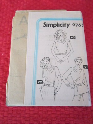 VINTAGE Simplicity 9765 Misses BLOUSE TUNIC TOP Sewing Pattern Sz 10 ...