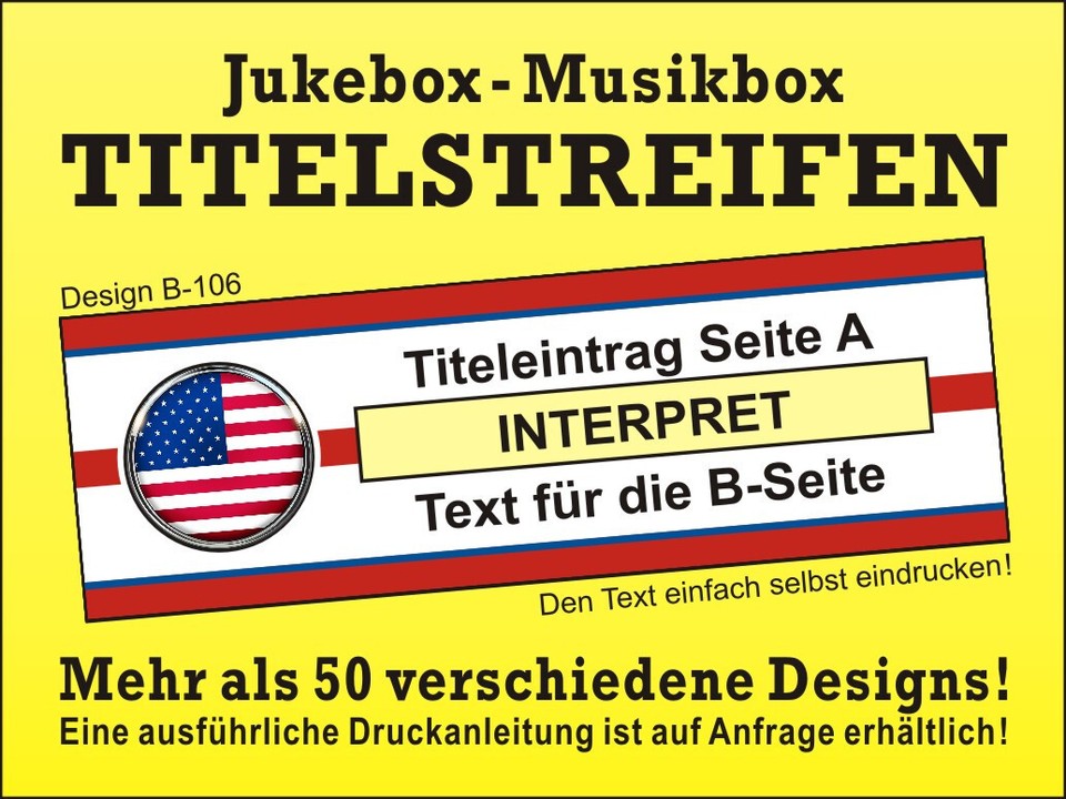 500 Jukebox Title Strips in RED, incl. Print.-Template & free shipping ...
