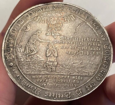 BAPTISMAL TALER THALER 1700s SILVER GERMAN STATE HARZ Baptism MEDAL ...