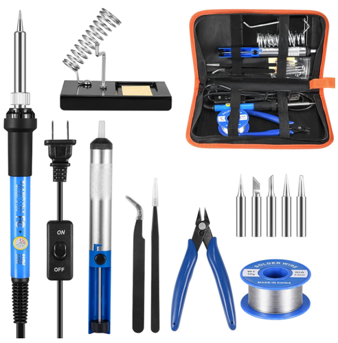Soldering Iron Kit 60W, Adjustable Temp, 13-in-1 Set with Tips, Tools ...