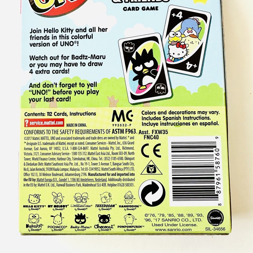HELLO KITTY AND FRIENDS UNO CARD GAME - HARD TO FIND! Sanrio 2017 ...