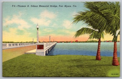 Vintage Postcard - Thomas A Edison Memorial Bridge - Fort Myers Florida ...